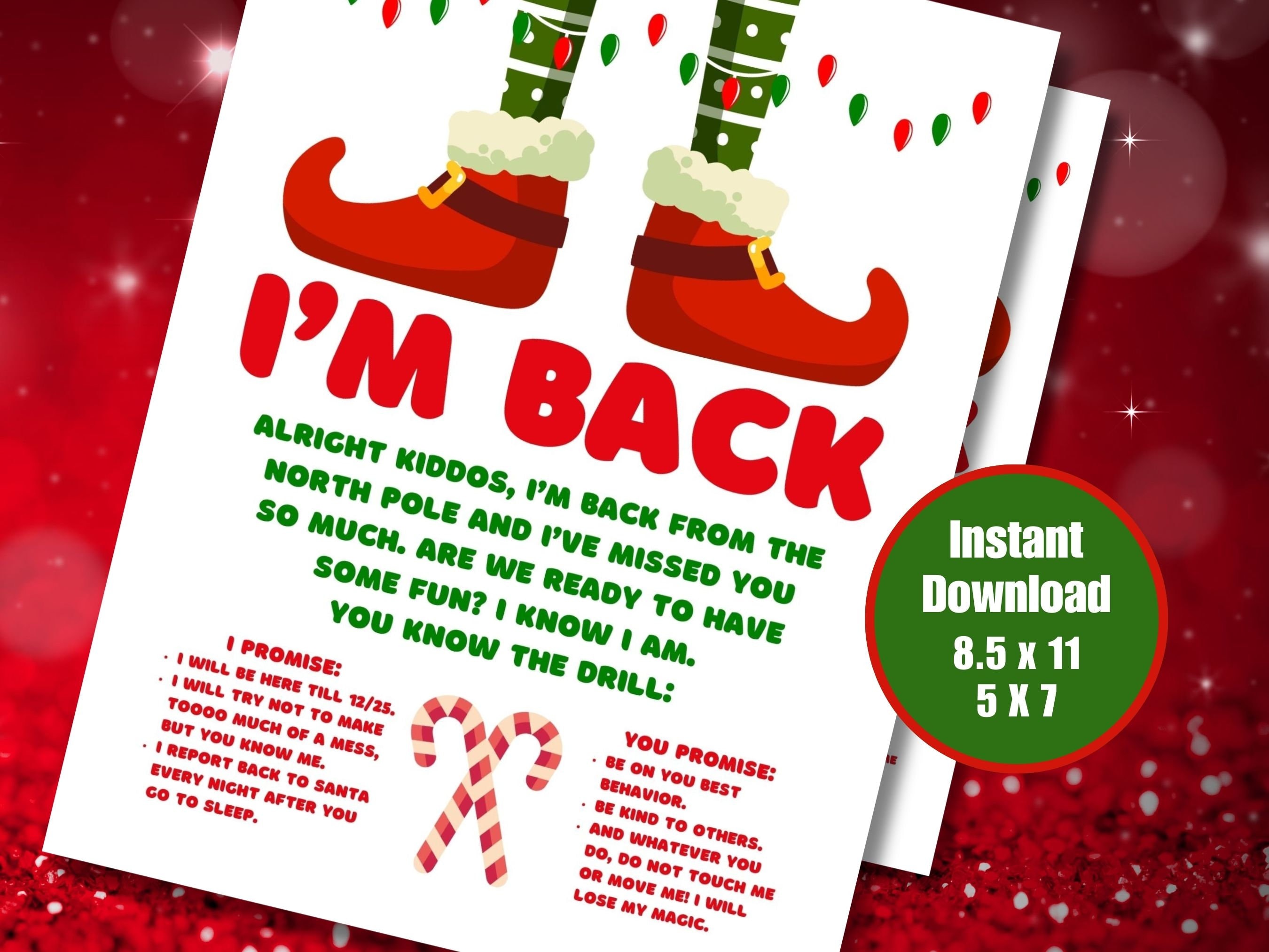 Elf Letter, Digital Download, I'm Back Letter, Elf Arrival Letter ...