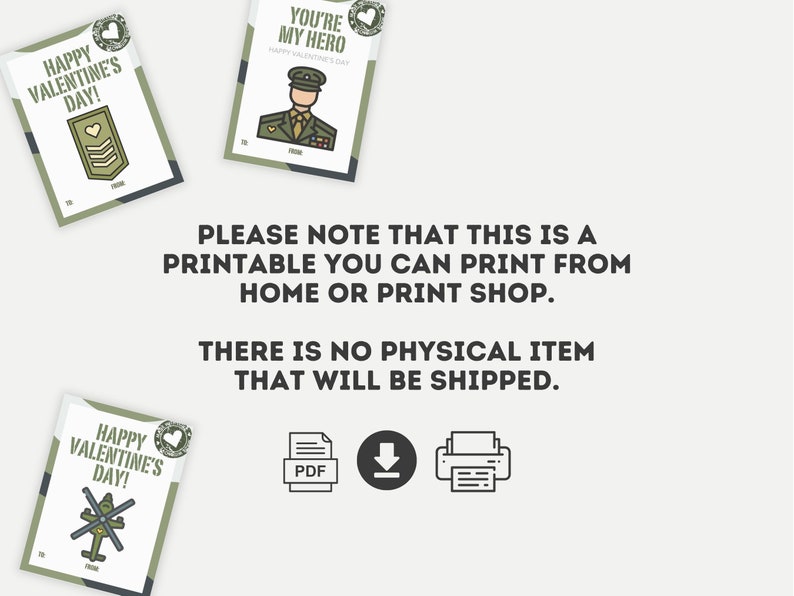 Army Men Valentines Printable for Kids, Military Classroom Valentine ...
