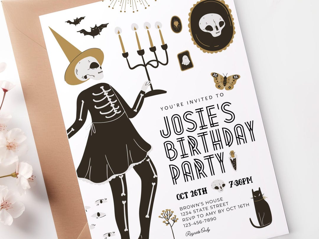 Editable Birthday Halloween 5x7 Party Invitation Template Vintage ...