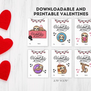 Sloth Valentine Printable Cards for Kids, February 14th Vday Classroom ...