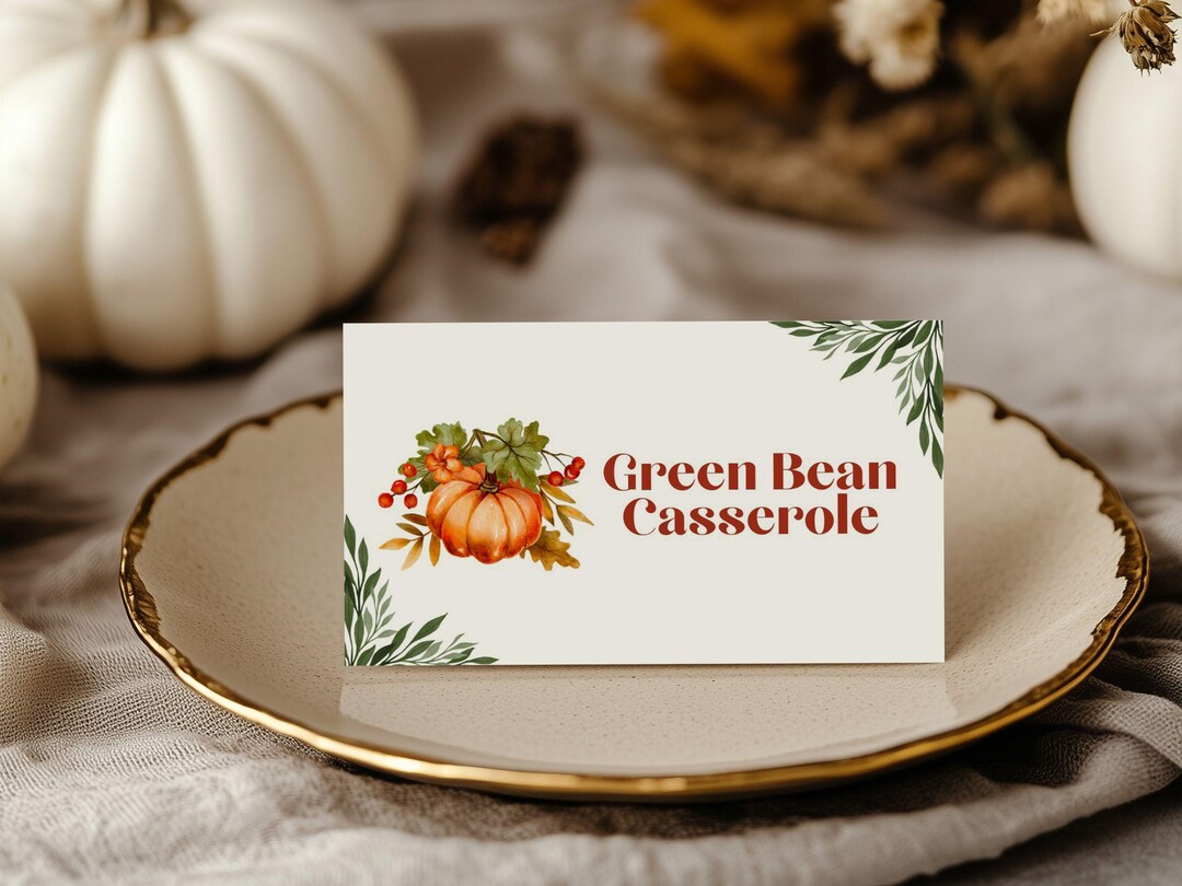 Editable Thanksgiving Table Food Labels Template Cards Custom ...