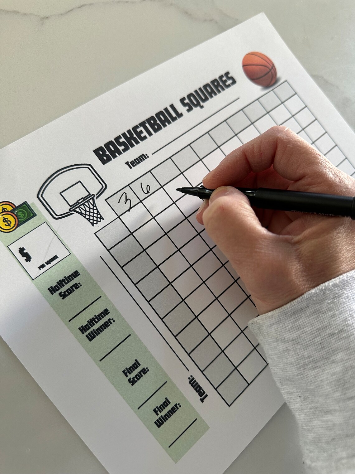 Basketball Squares Printable, College Bball Tournament Digital Download ...