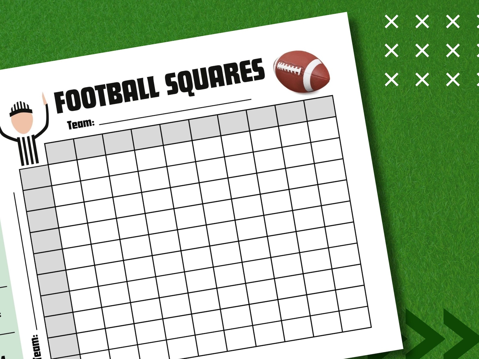 Fun Football Party Squares Game 100 Chances Win Squares Printable ...