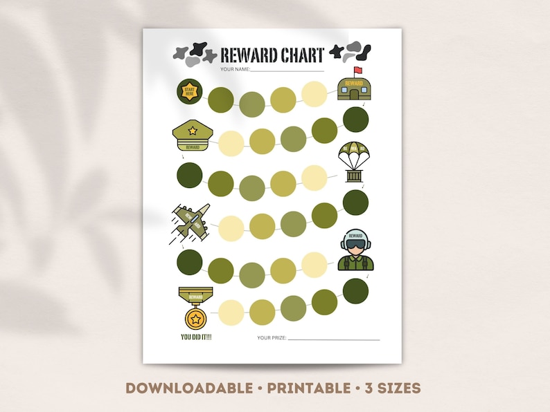 Army Reward Chart Printable Behavior Tracking for Preschool Kids Chore ...