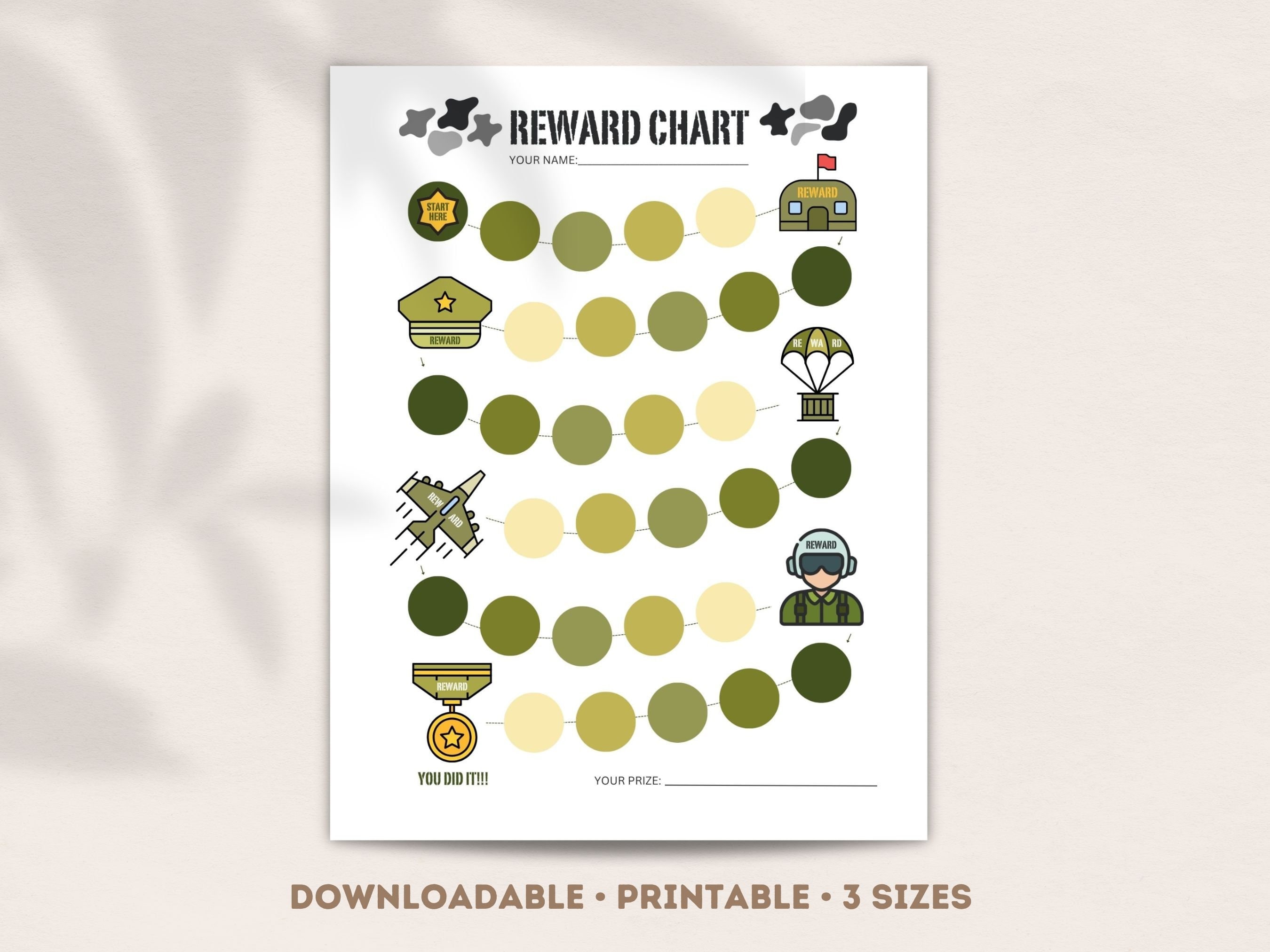 Army Reward Chart Printable Behavior Tracking for Preschool Kids Chore ...