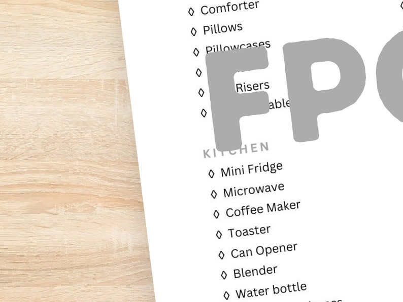 Dorm Room Essentials Checklist: College Packing List (PDF) - Etsy
