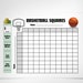 Basketball Squares Printable, College Bball Tournament Digital Download ...