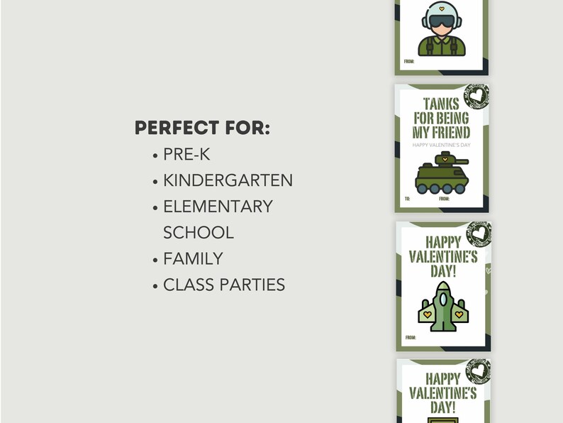 Army Men Valentines Printable for Kids, Military Classroom Valentine ...