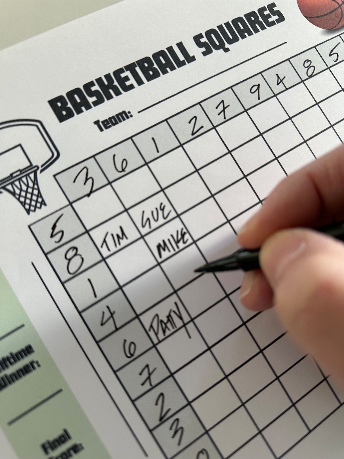 Basketball Squares Printable, College Bball Tournament Digital Download ...