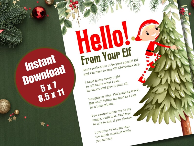 Elf Arrival Letter: Printable Christmas Welcome Note (digital Download ...