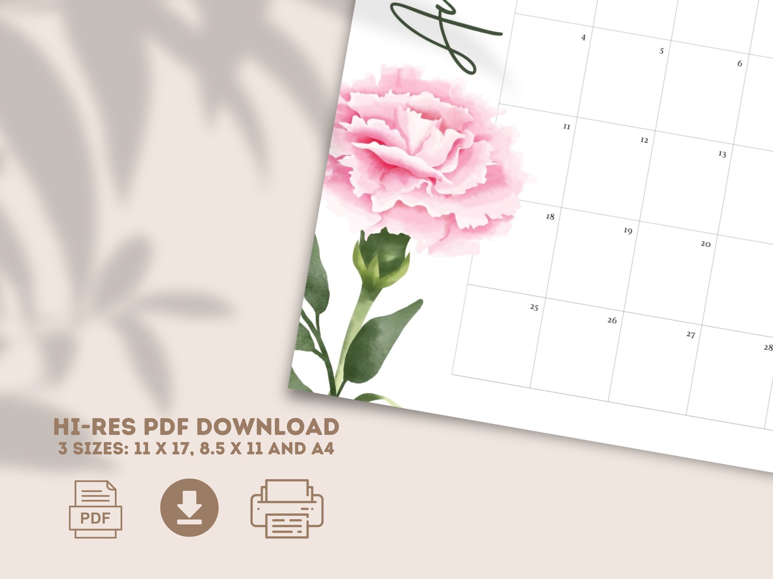 August 2024 Calendar, Floral, Elegant, Classy, Downloadable, Printable ...