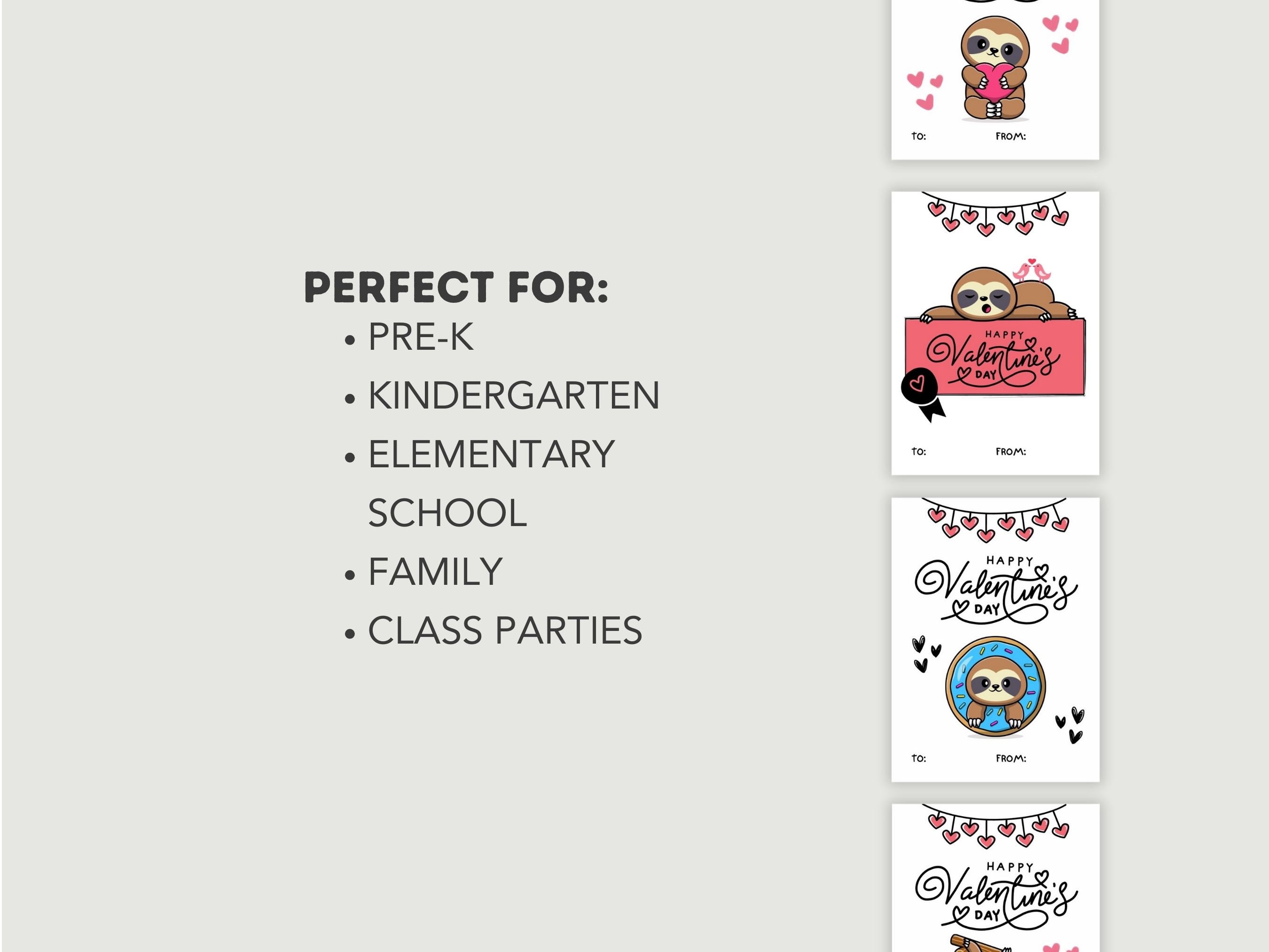 Sloth Valentine Printable Cards for Kids, February 14th Vday Classroom ...