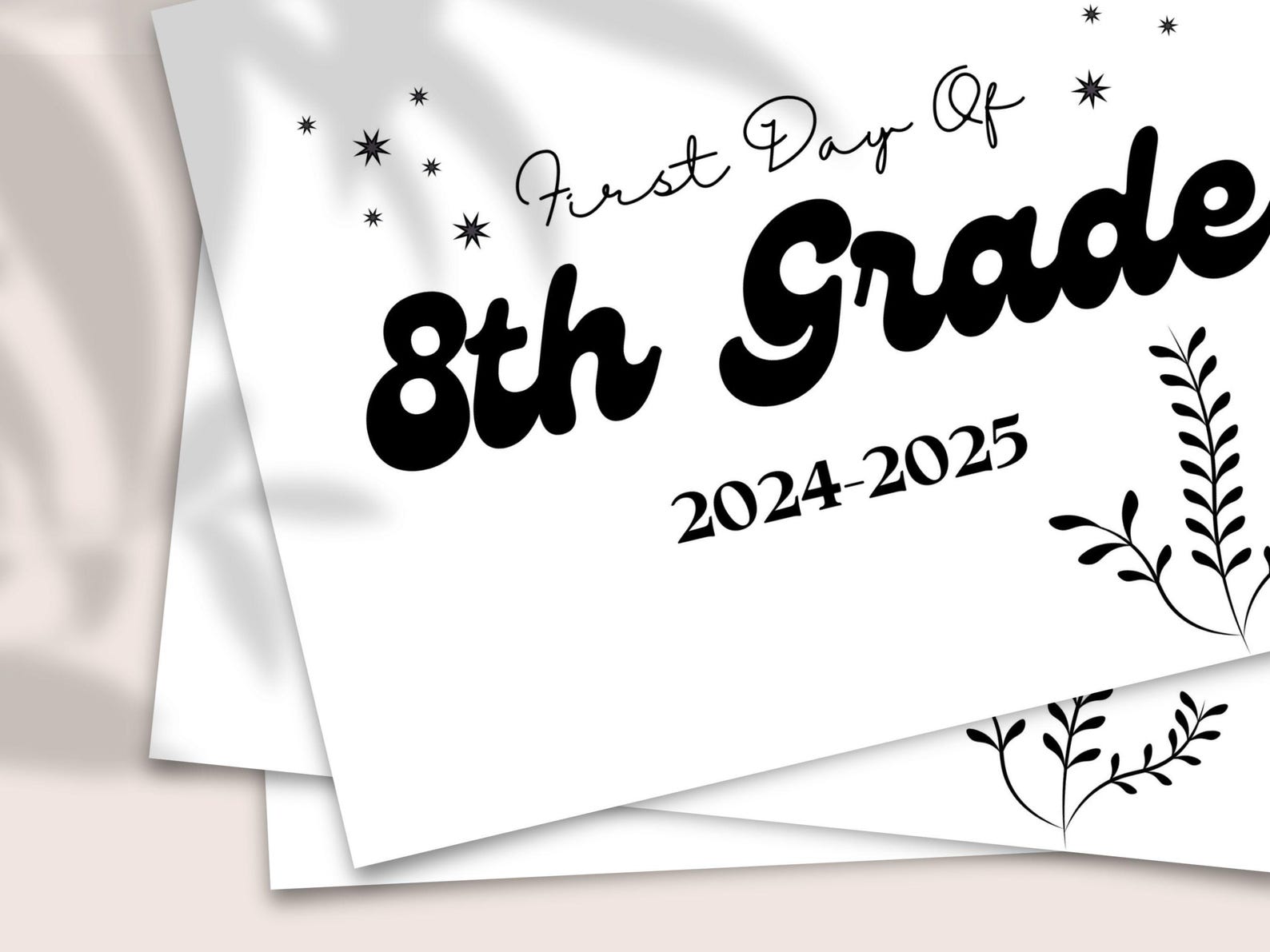 First Day of School Printable Signs Bundle, Black and White Back to ...