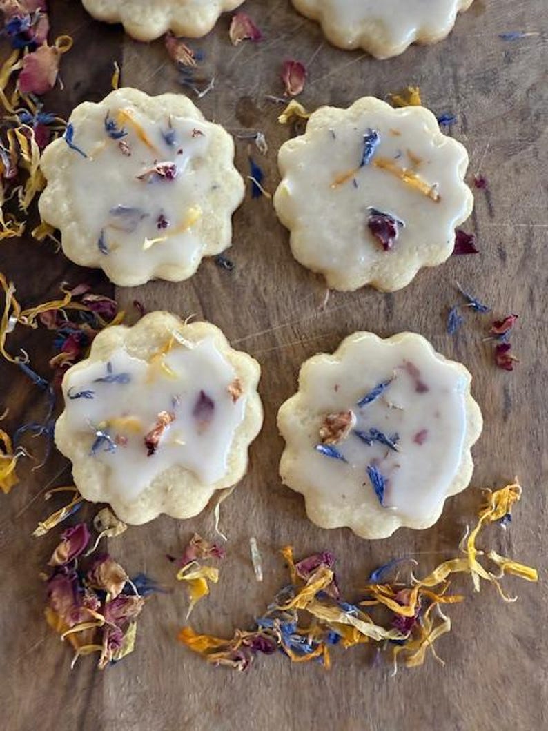 Lemon Shortbread Flower Cookies: Edible Floral Tea Cookies - 1 Dozen - Etsy
