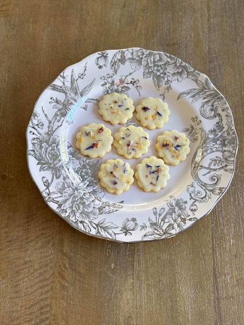 Lemon Shortbread Flower Cookies: Edible Floral Tea Cookies - 1 Dozen - Etsy