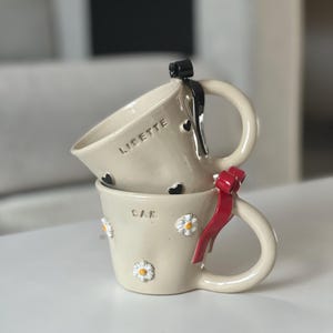 Personalised Bow Mug, Write Whatever You Want! Handmade Custom Ceramic ...