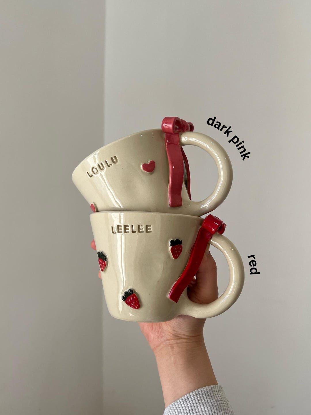 Personalised Bow Mug, Write Whatever You Want! Handmade Custom Ceramic ...