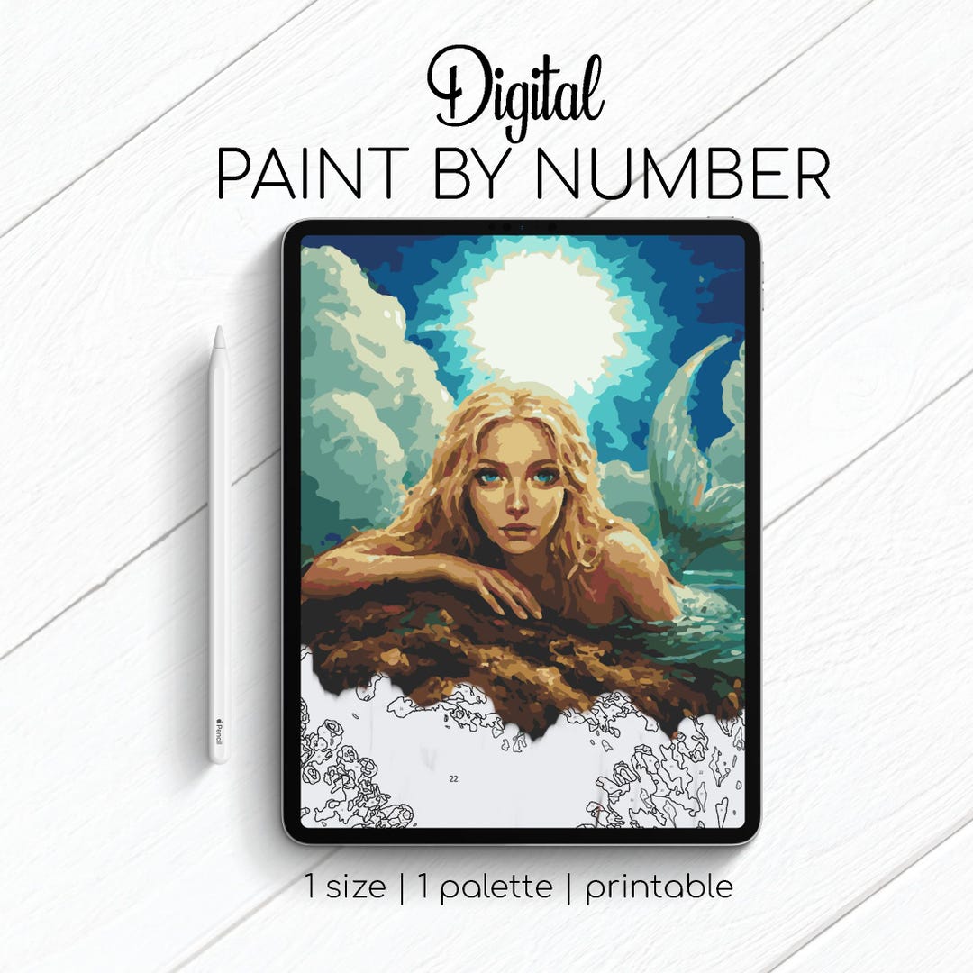 Beautiful Mermaid - Paint by Number for Procreate - Color by Numbers ...