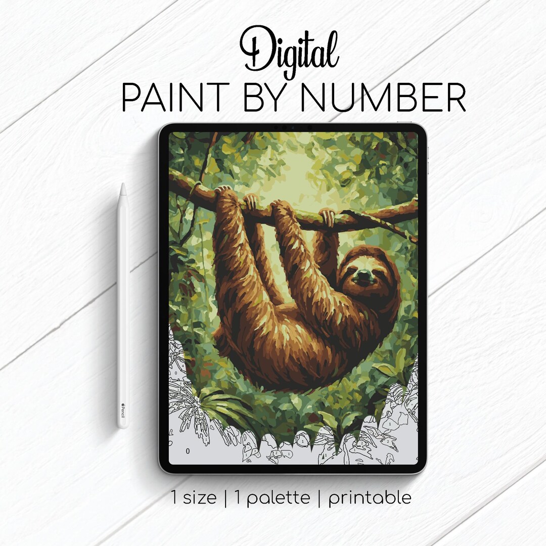 Rainforest Sloth - Paint by Number for Procreate - Color by Numbers ...