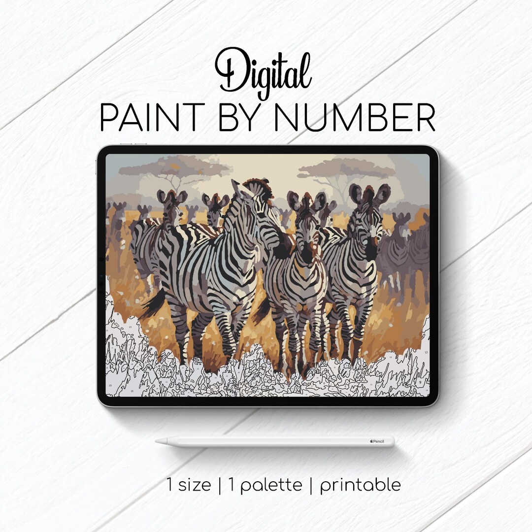 Zebra - Paint by Number for Procreate - Color by Numbers Digital Kit ...