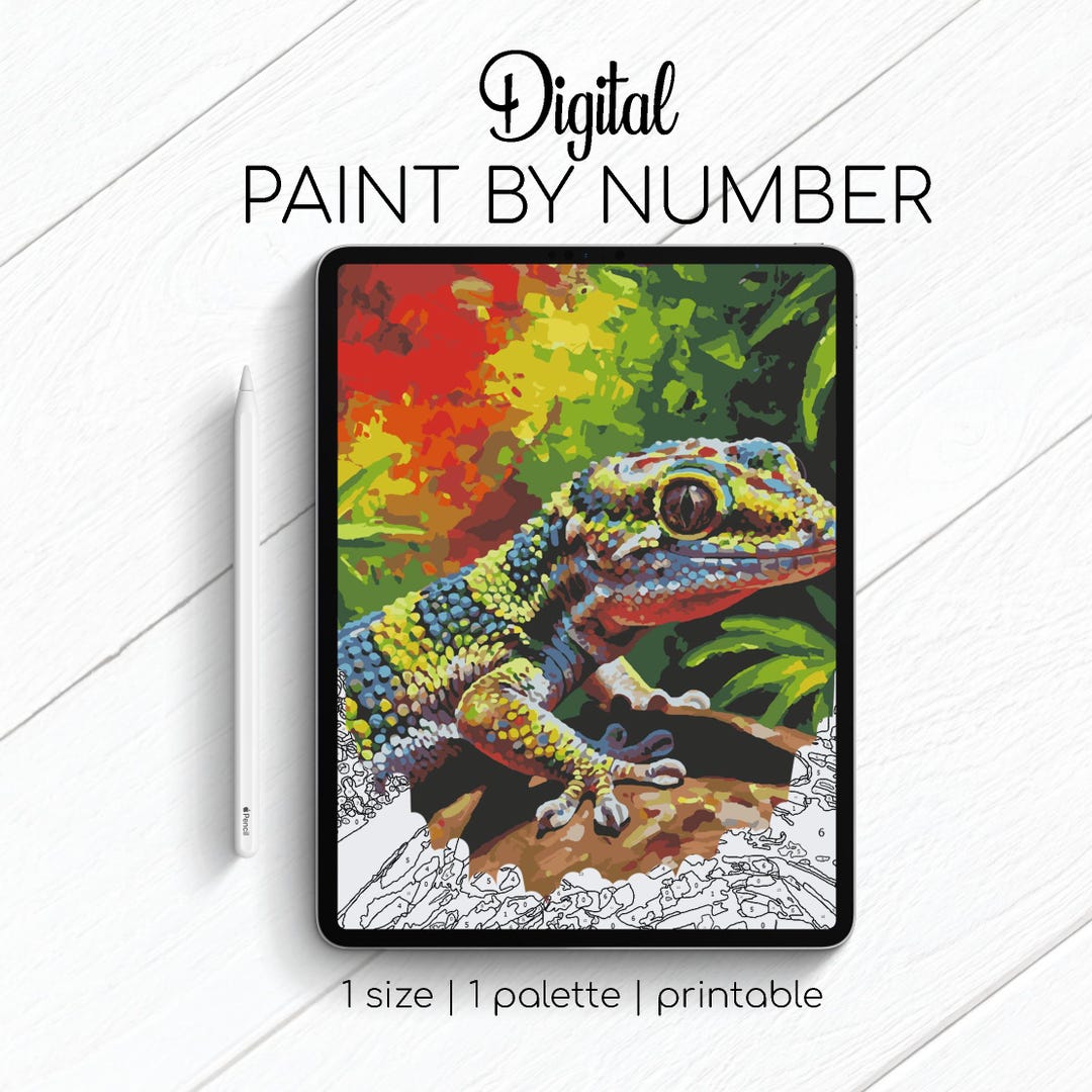 Tropical Gecko - Paint by Number for Procreate - Color by Numbers ...