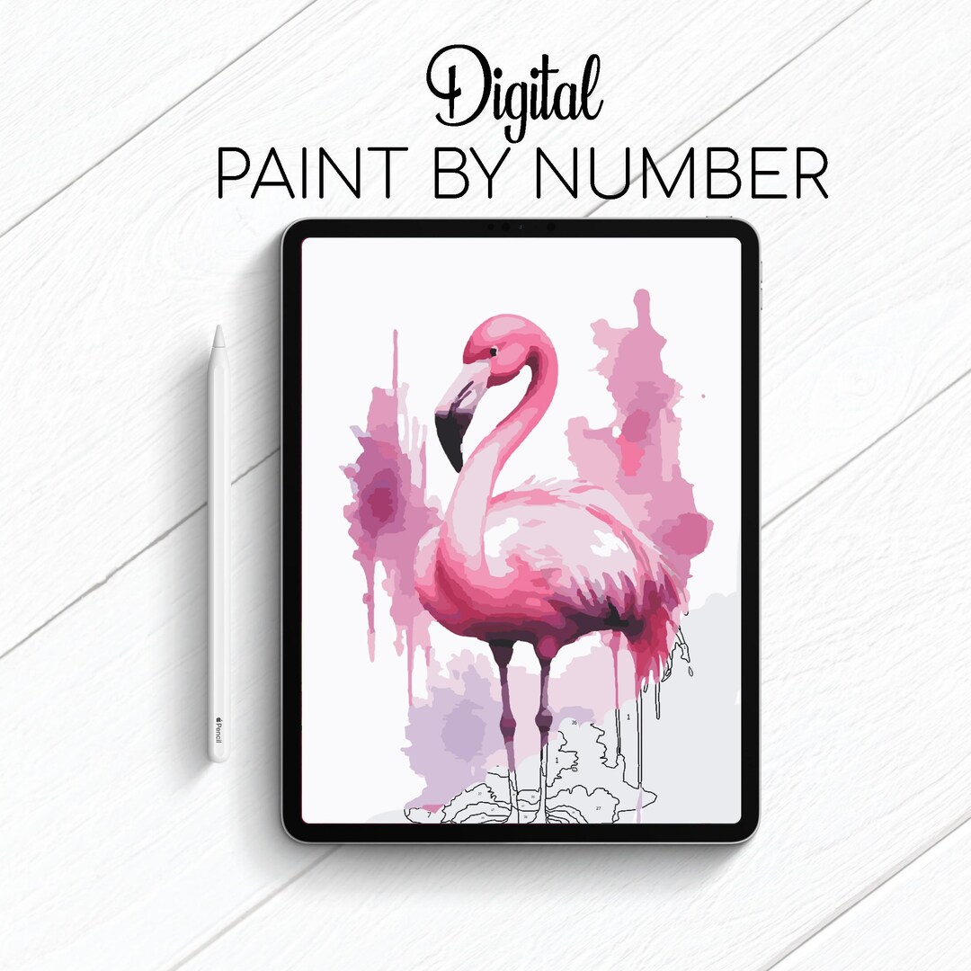 Pink Flamingo - Paint by Number for Procreate - Color by Numbers ...