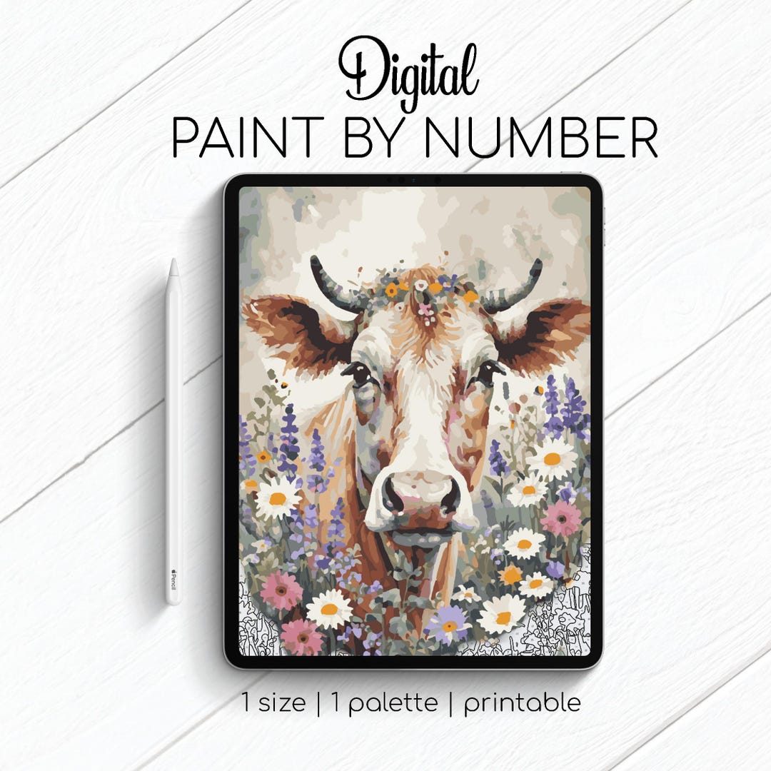 Cute Cow - Farm Animals - Paint by Number for Procreate - Color by ...