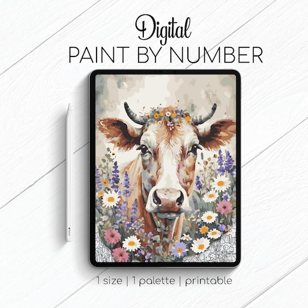 Paint by Number Cow - Etsy
