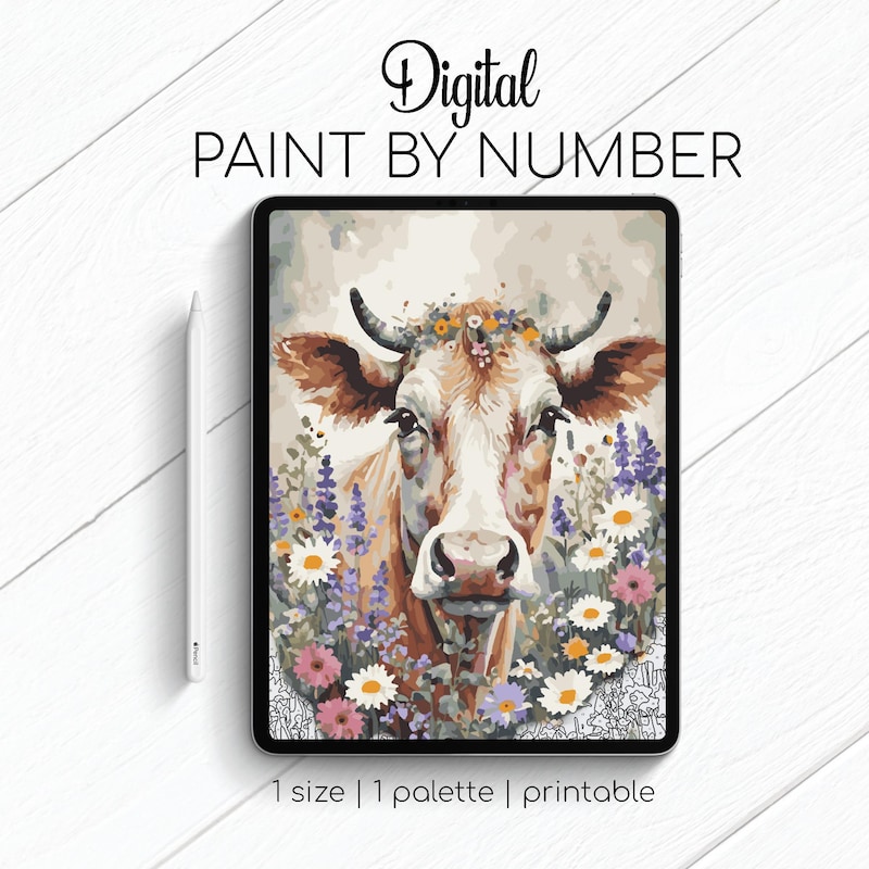 Paint by Number Cow - Etsy