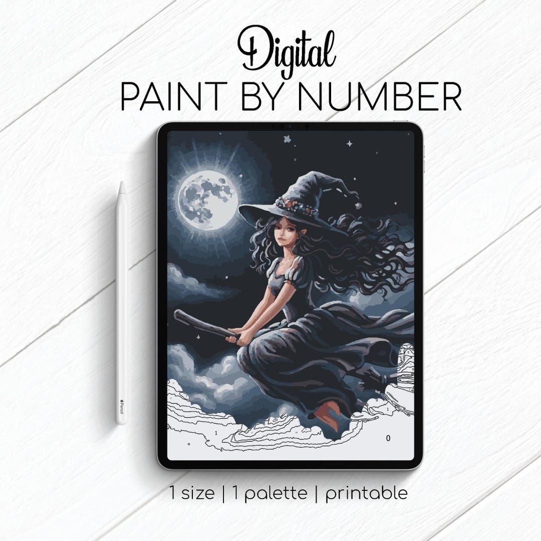 Cute Witch - Paint by Number for Procreate - Color by Numbers Digital ...