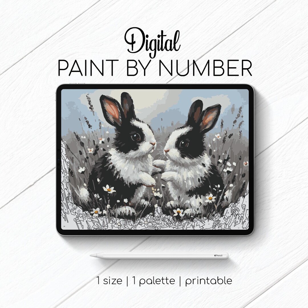 Cute Rabbits - Paint by Number for Procreate - Color by Numbers Digital ...