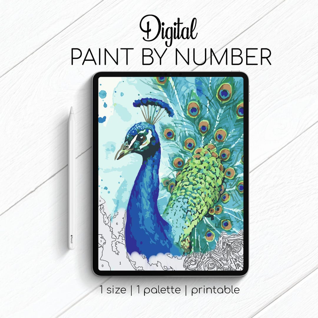 Peacock - Paint by Number for Procreate - Color by Numbers Digital Kit ...