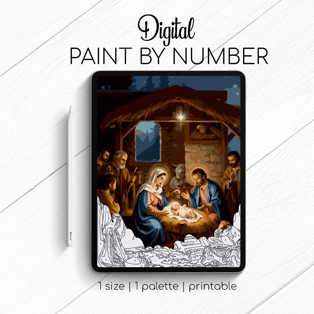 Nativity Scene - Paint by Number for Procreate - Color by Numbers ...