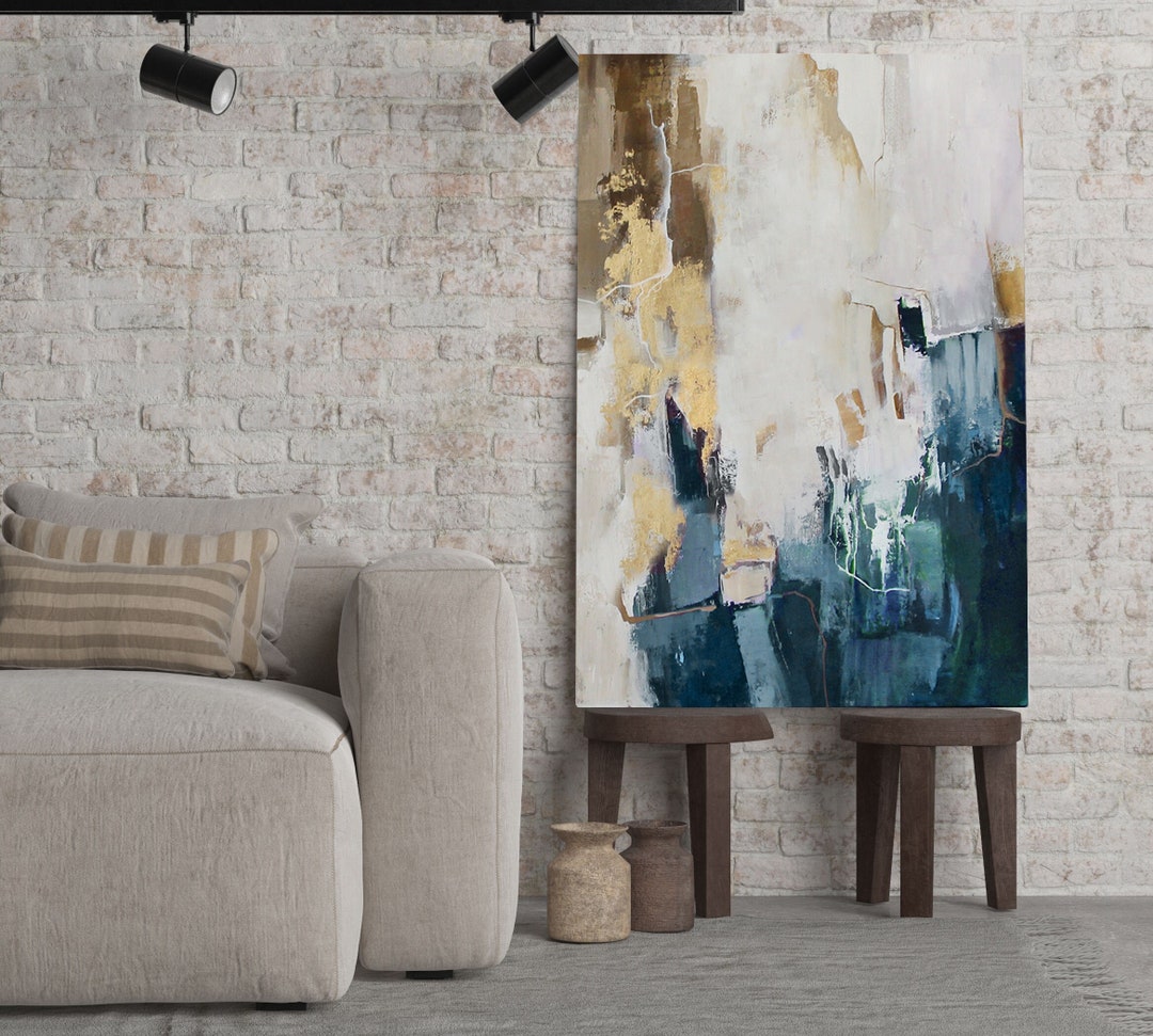 Teal Abstract Print | Teal Gold Abstract Print | Original Abstract Art ...
