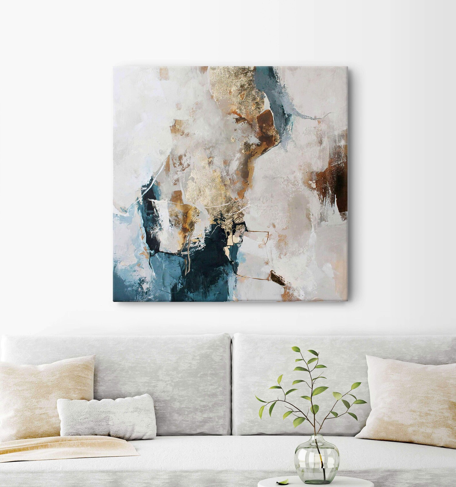Abstract Blue Print | Blue Gold Wall Art | Blue Abstract Print | Wall ...