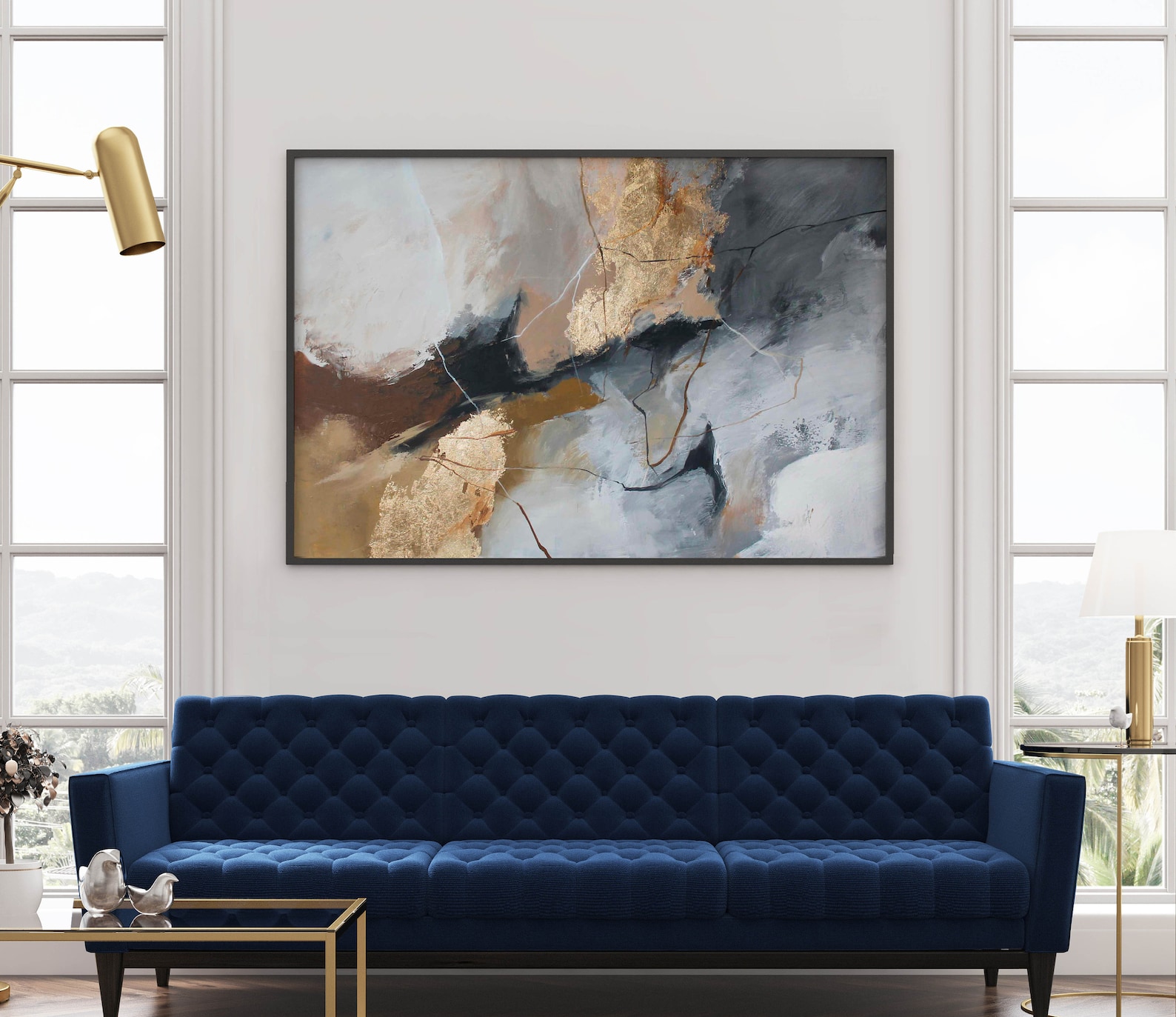 Gray Abstract Print | Over Bed Wall Art | Gray Wall Art | Print Gray ...