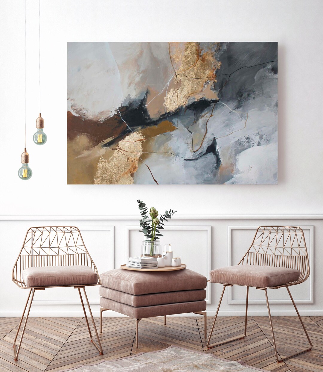 Gray Abstract Print | Over Bed Wall Art | Gray Wall Art | Print Gray ...