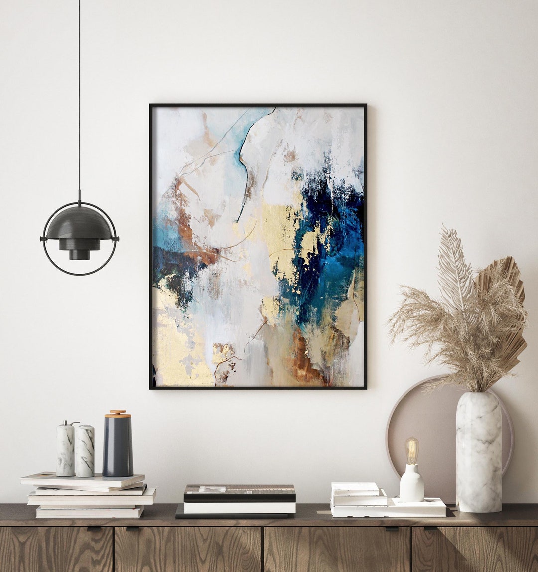 Navy Blue Wall Art | Blue Abstract Wall Art | Blue and Gold Wall Art ...