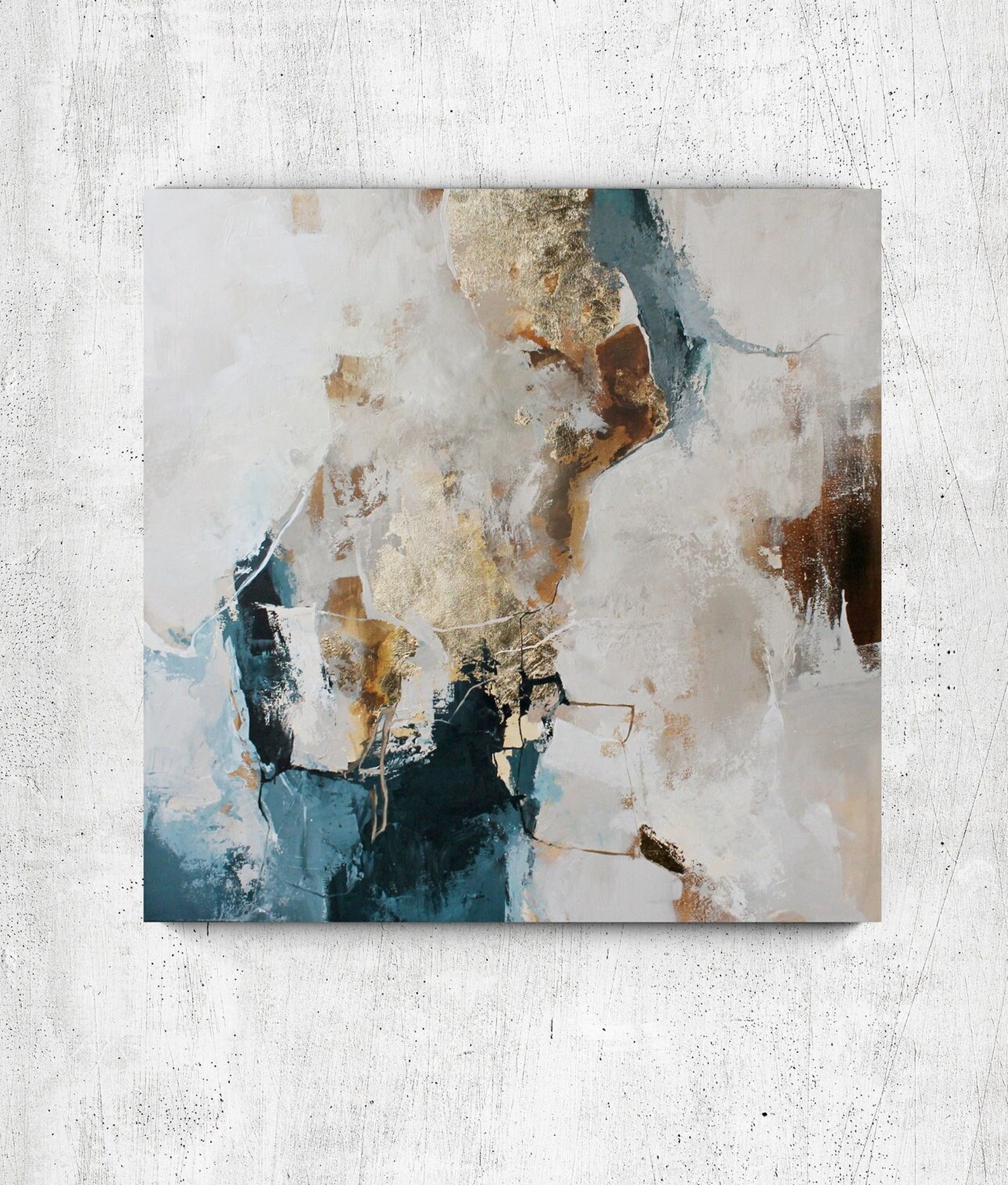 Abstract Blue Print | Blue Gold Wall Art | Blue Abstract Print | Wall ...