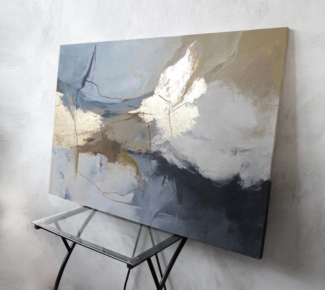 Gray Abstract Print | Over Bed Wall Art | Gray Wall Art | Print Gray ...