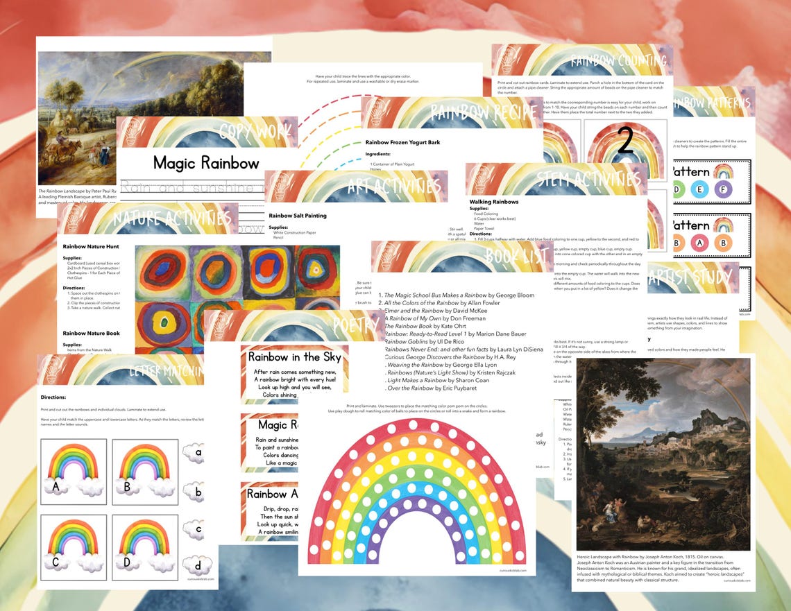 Rainbow Learning Unit for Preschoolers – Downloadable Curriculum - Etsy