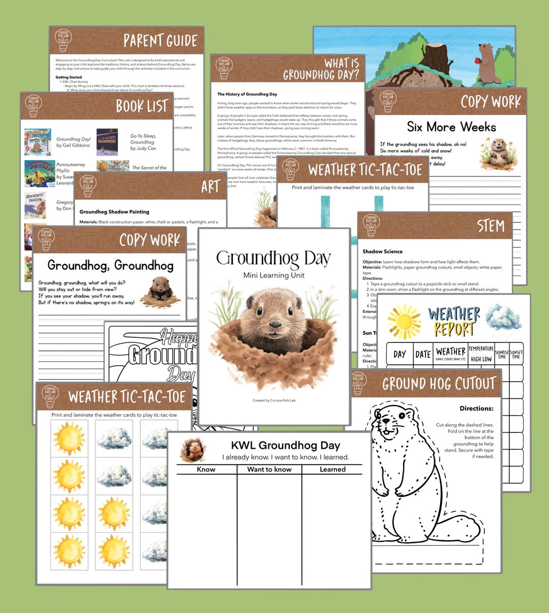 Groundhog Day Curriculum Printable Lesson Plan STEM & Art Activities - Etsy
