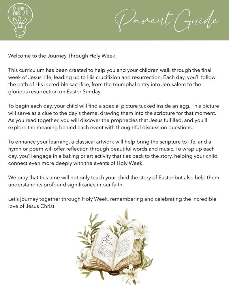 Journey Through Holy Week - Bible Study - Downloadable Curriculum - Etsy