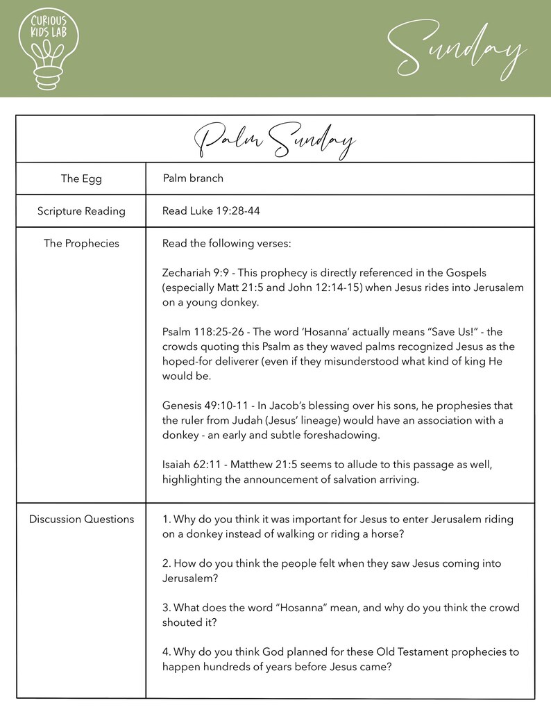 Journey Through Holy Week - Bible Study - Downloadable Curriculum - Etsy