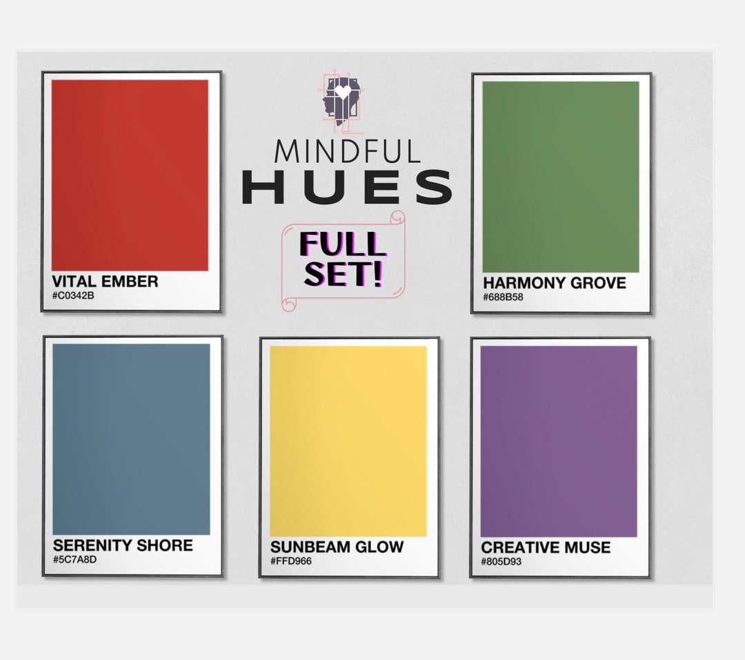 Mindful Hues Printable Bundle: 5 Pantone-inspired Art Prints - Etsy