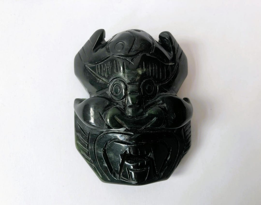 Taoist Black Jade Talisman, Demon Head With Yin-yang Symbol, Attachable ...