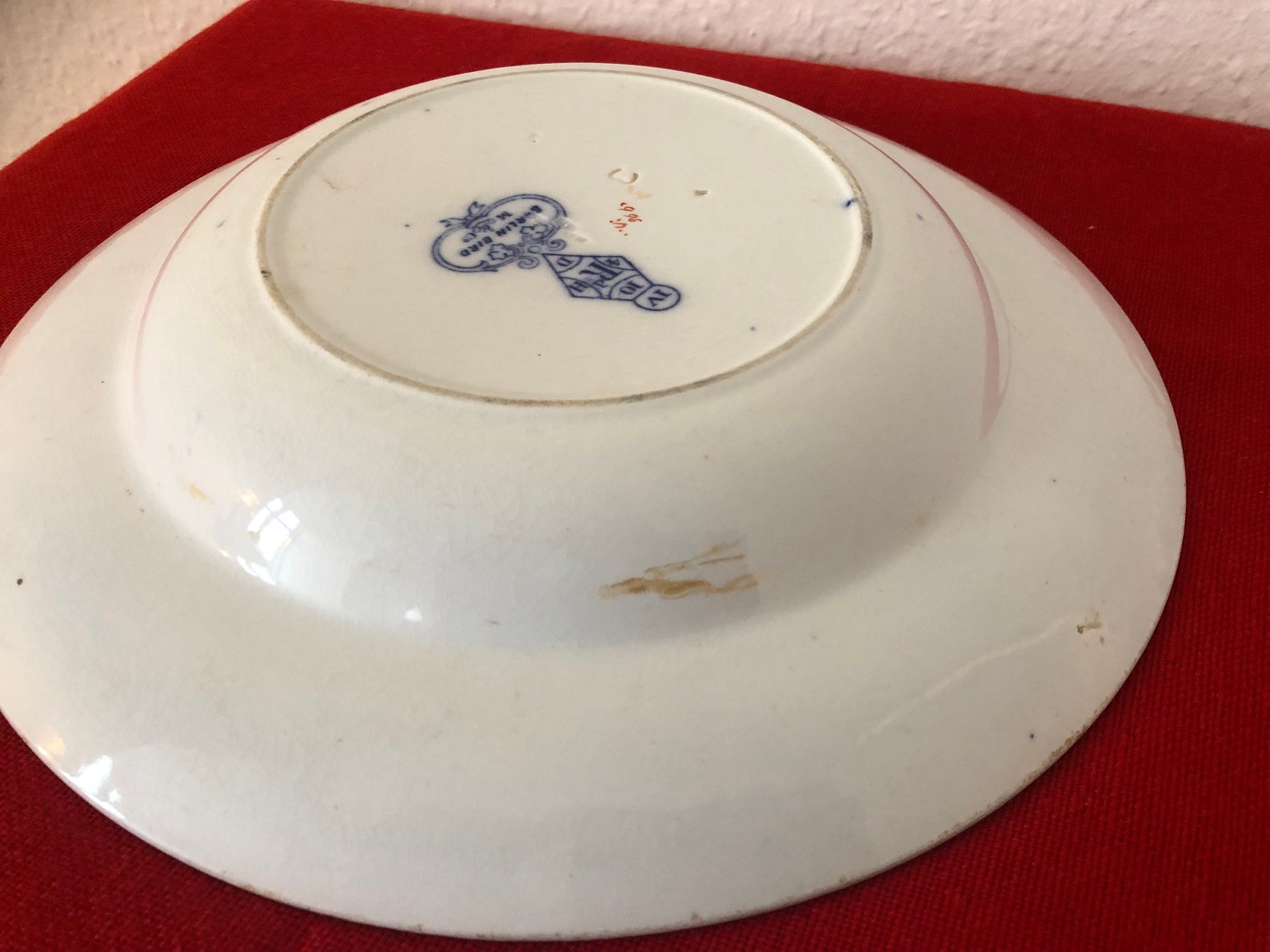 Minton & Co, Victorian Era Deep Dish, Flow Blue Pattern With Red Decor ...