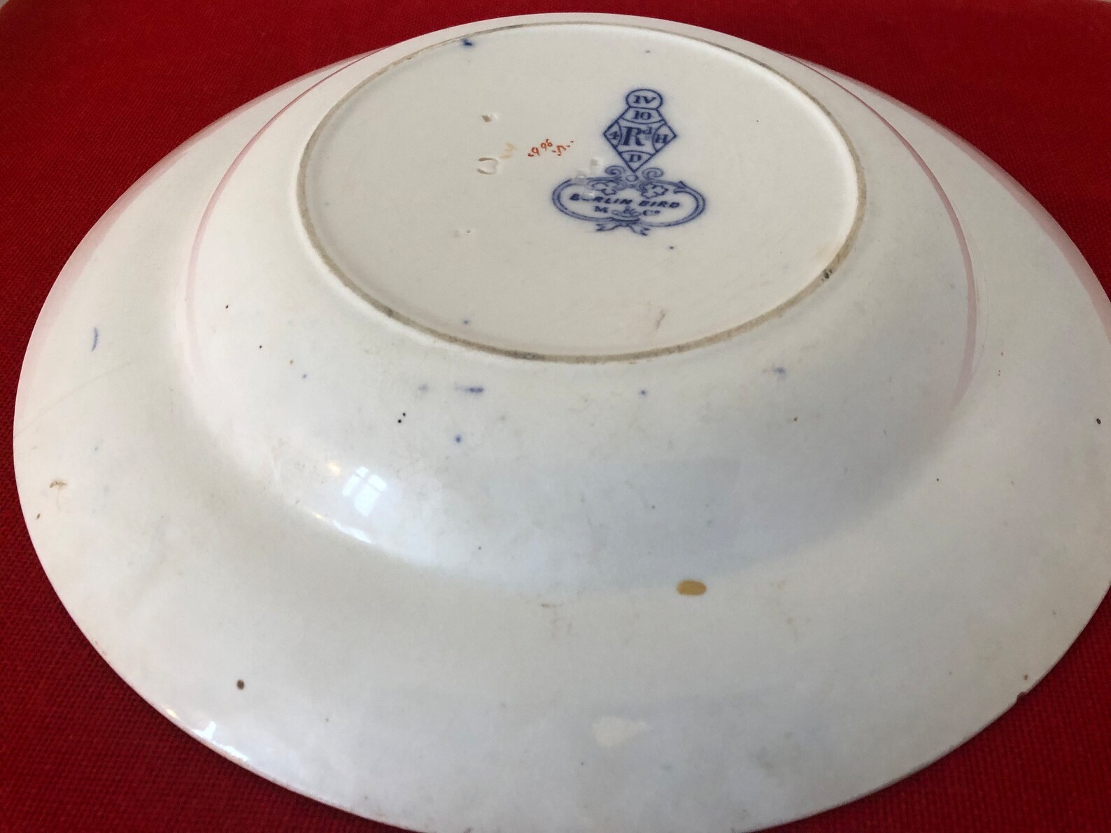 Minton & Co, Victorian Era Deep Dish, Flow Blue Pattern With Red Decor ...