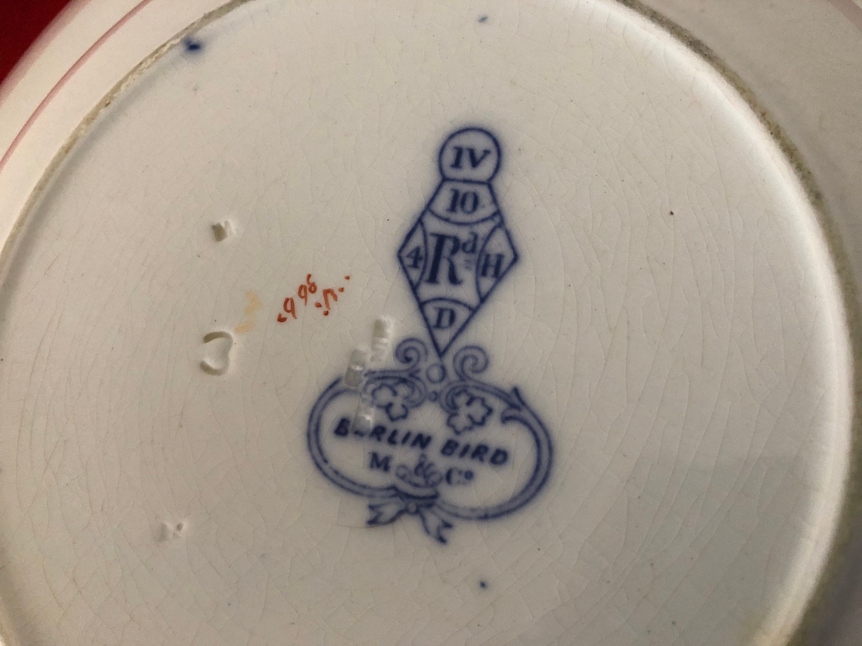 Minton & Co, Victorian Era Deep Dish, Flow Blue Pattern With Red Decor ...