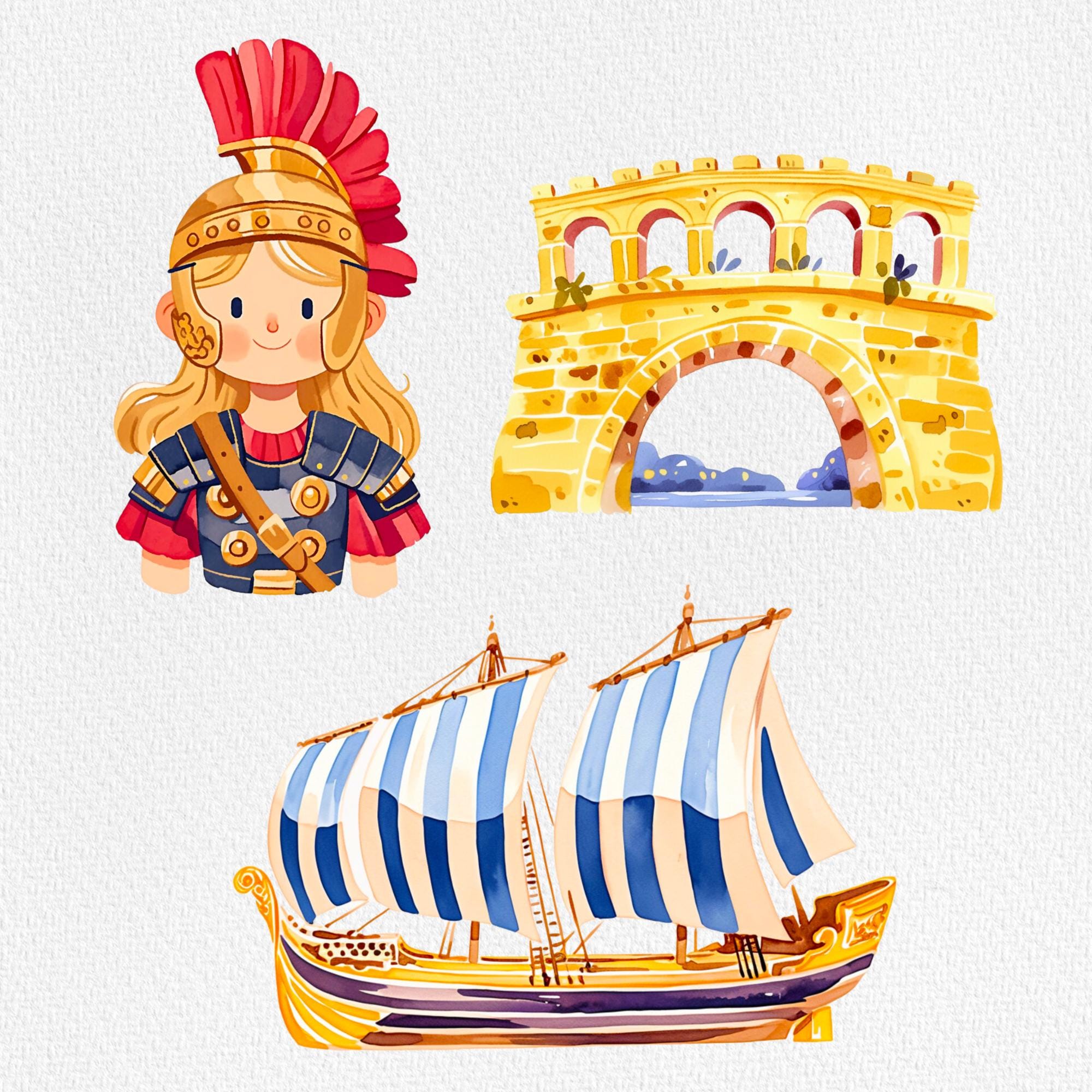 Ancient Rome Watercolor Clipart: Roman Empire Graphics (digital ...